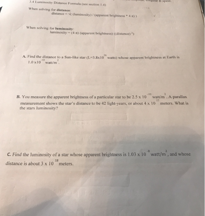 Solved 3.4 Luminosity Distance Formula (see section 1.4) | Chegg.com