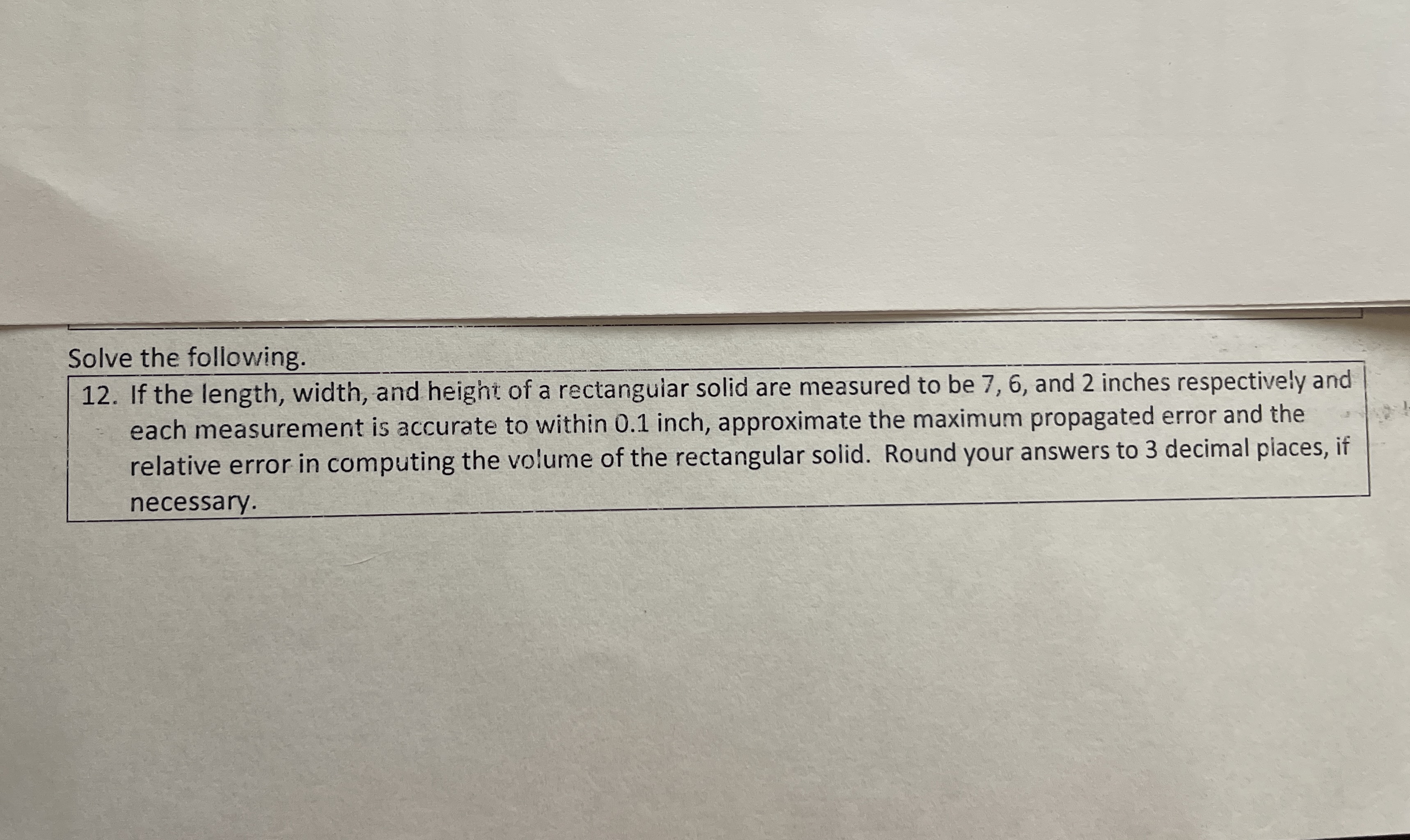 Solved RoIf LxWxH are measured to be 7,6 , ﻿and 2 ﻿inches | Chegg.com