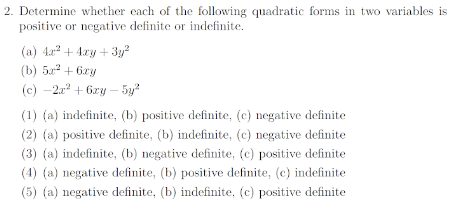 Solved Determine whether each of the following quadratic | Chegg.com