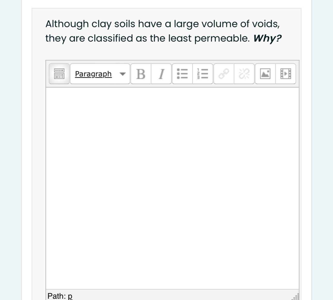 Solved Although clay soils have a large volume of voids, | Chegg.com