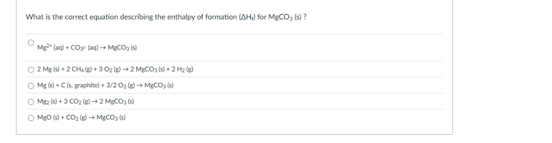 Solved What is ﻿the correct equation describing the enthalpy | Chegg.com
