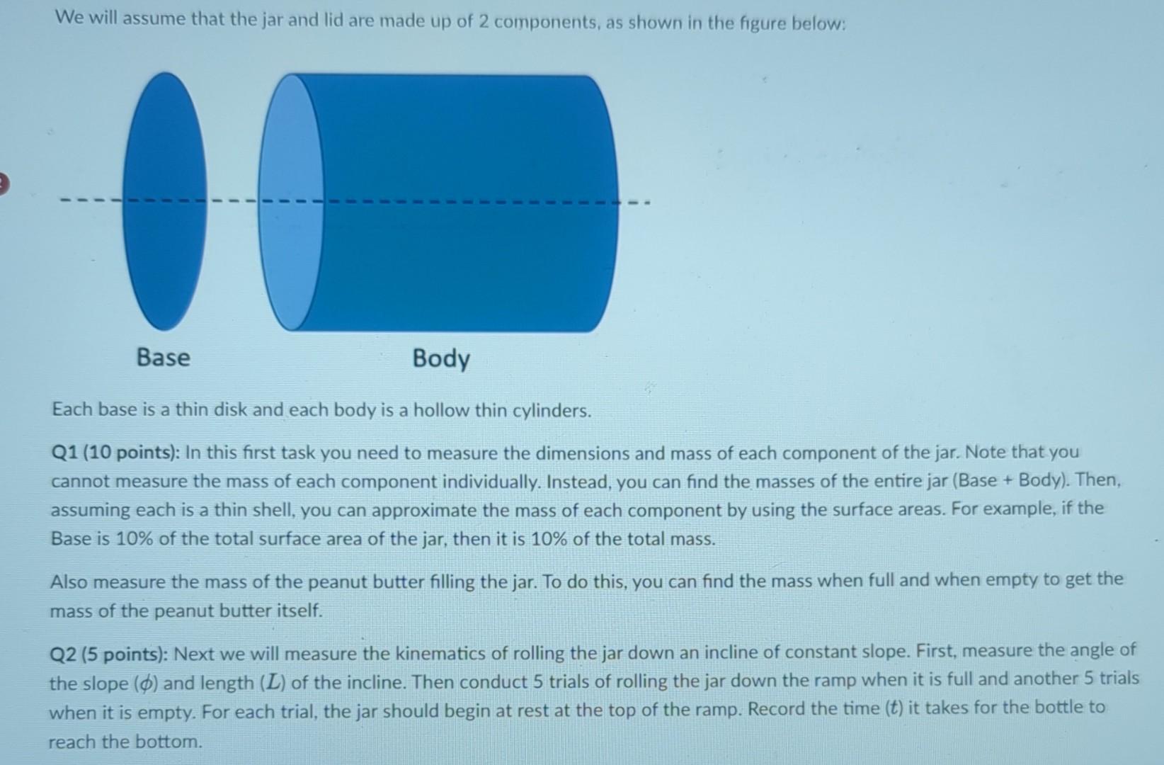 Solved We will assume that the jar and lid are made up of 2 | Chegg.com