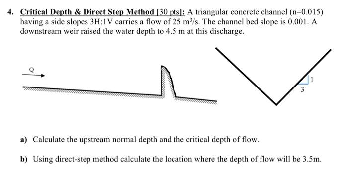 Solved 4. Critical Depth & Direct Step Method [30 pts]: A | Chegg.com