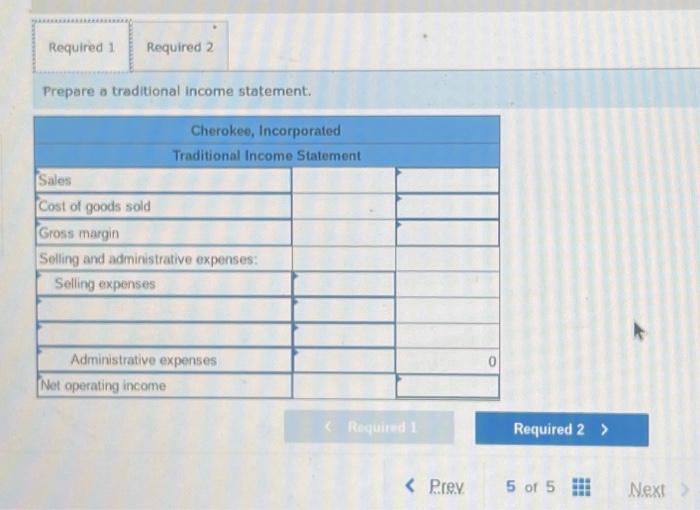 Solved Prepare a traditional income statement. Prepare | Chegg.com