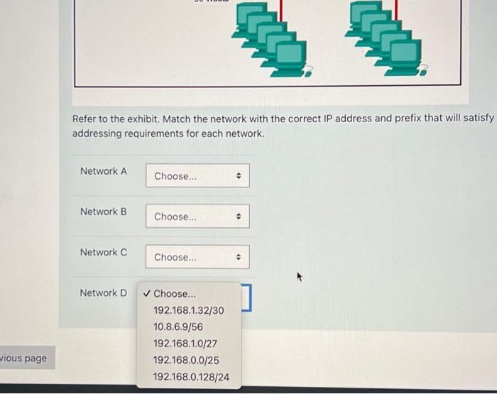 Solved Refer to the exhibit. Match the network with the | Chegg.com