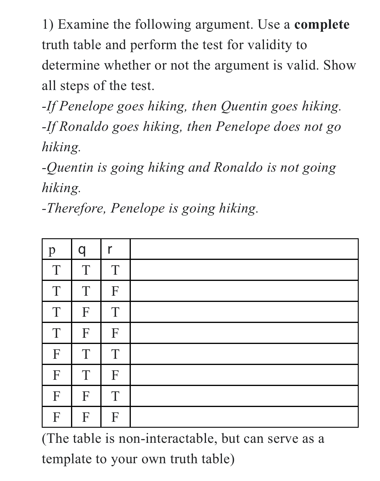 Solved Examine the following argument. Use a complete truth | Chegg.com