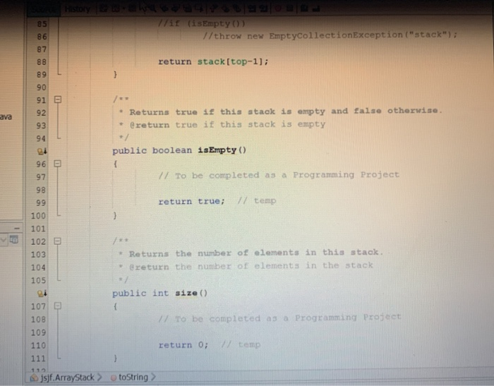Solved ADT Stack 1 Criteria Ratings Pts Documentation | Chegg.com