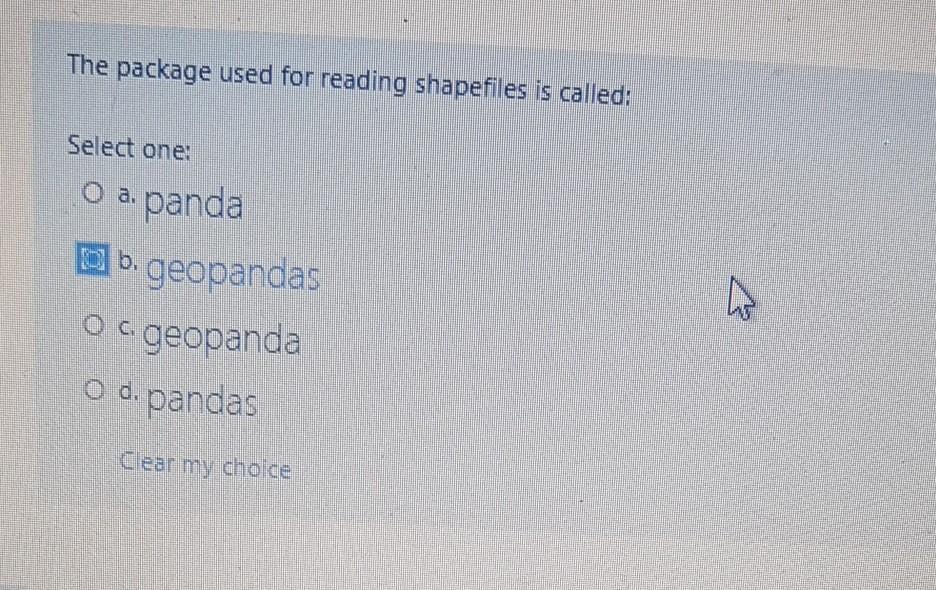 Solved The package used for reading shapefiles is called: | Chegg.com