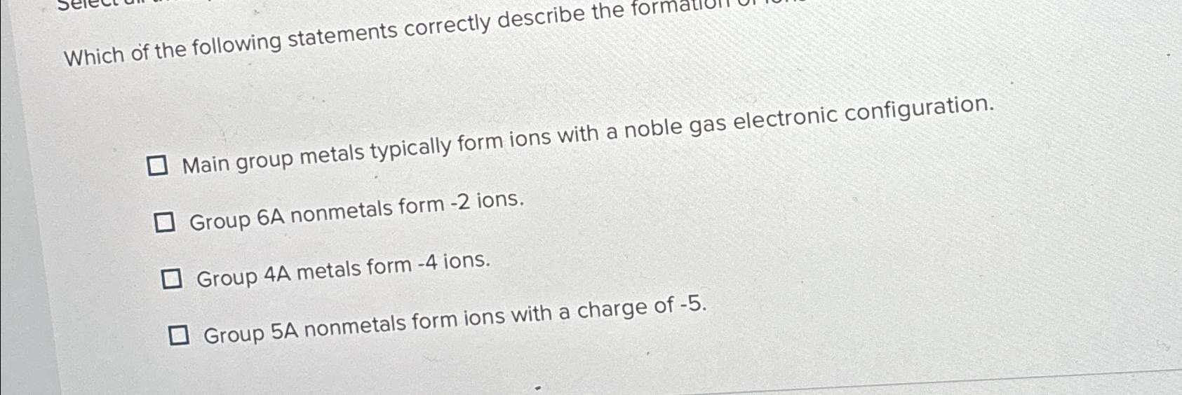 Solved Which of the following statements correctly describe | Chegg.com