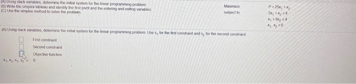 Solved ASUSing slack variables determine the initial system | Chegg.com