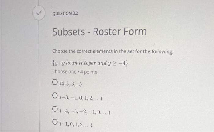 Solved Choose the correct elements in the set for the | Chegg.com