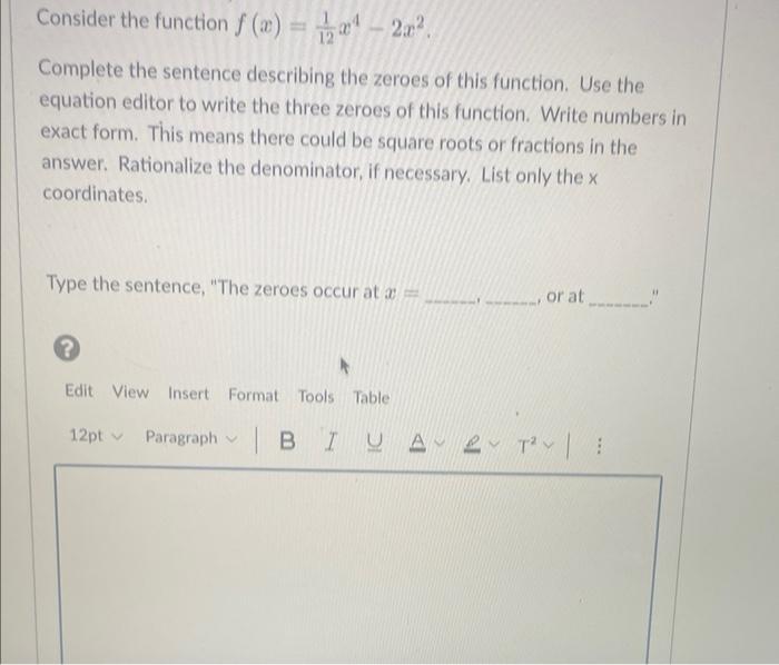 Solved Consider The Function F X 121x4−2x2 Complete The