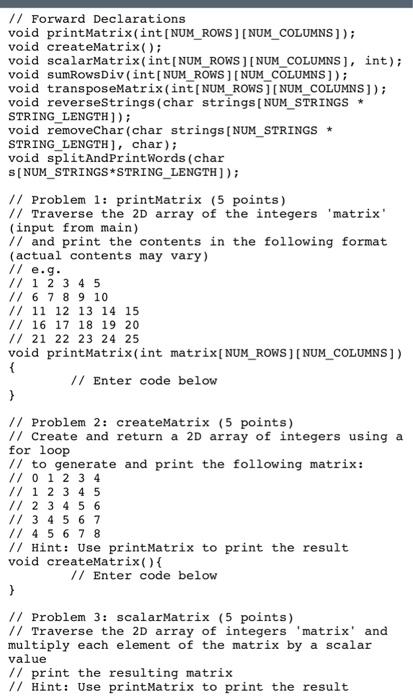 Solved 1. You are given hw03q1.c file, which contains a | Chegg.com