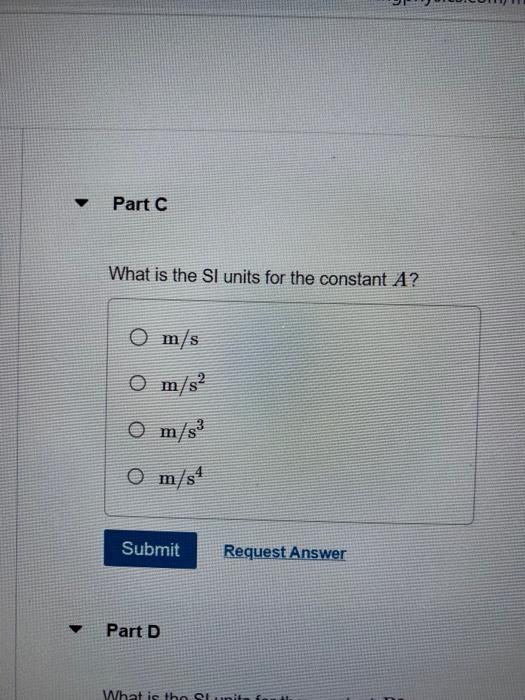 Solved The speed v of an object is given by the equation | Chegg.com