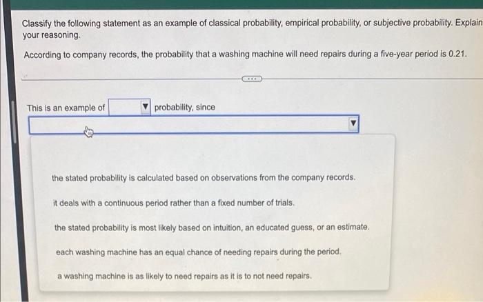 Solved Classify the following statement as an example of | Chegg.com