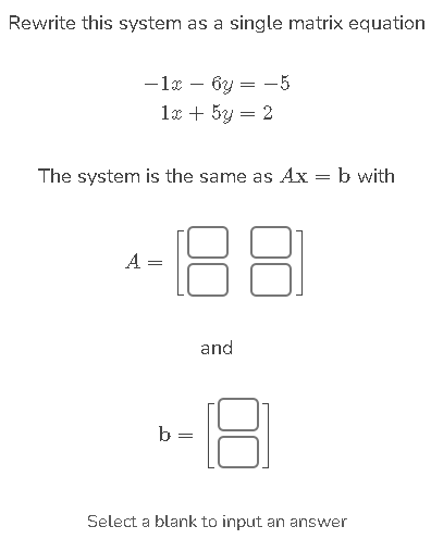 Solved Rewrite this system as a single matrix | Chegg.com