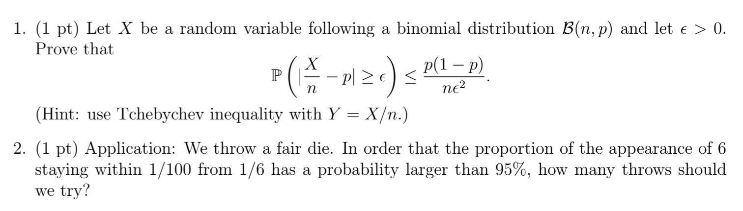 Solved 1. (1 pt) Let X be a random variable following a | Chegg.com