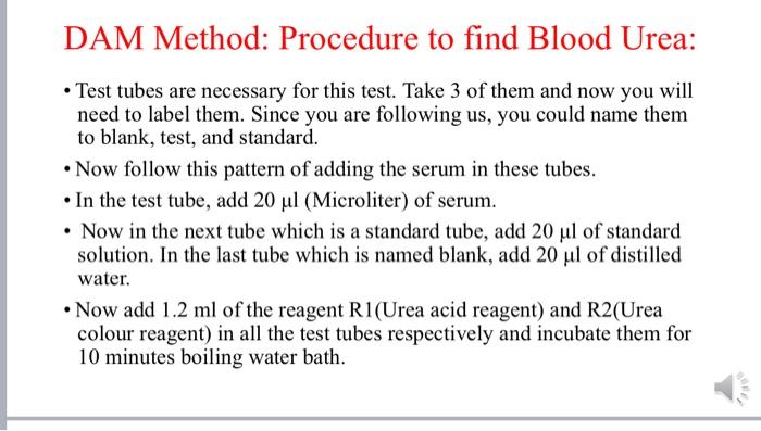 Solved Determination of Blood Urea By DAM (Diacetyl | Chegg.com