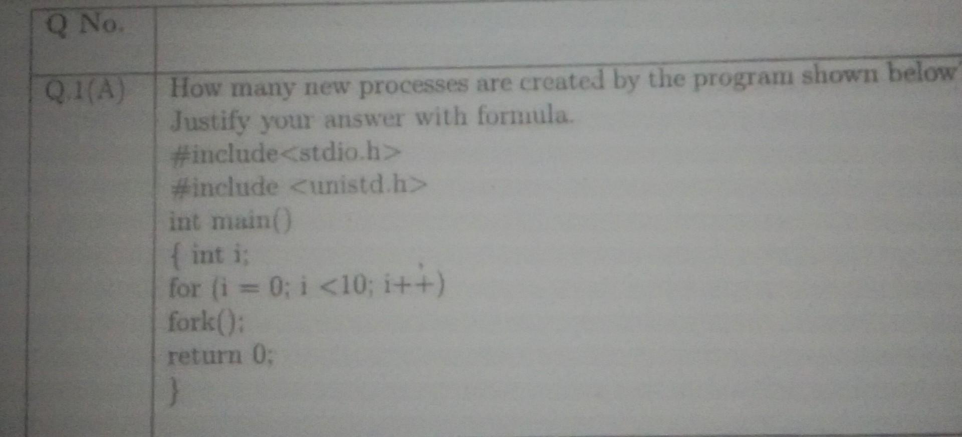 Solved Q.1(A) How many new processes are created by the | Chegg.com
