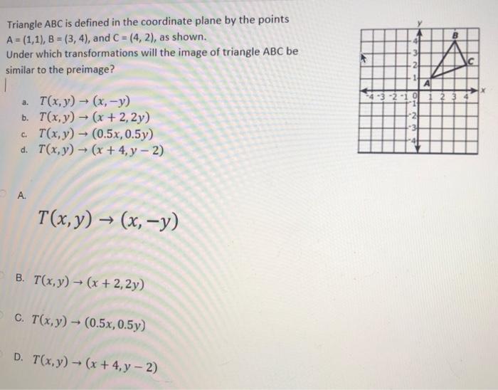 Solved Triangle ABC is defined in the coordinate plane by | Chegg.com