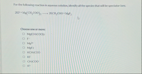 Solved For the following reaction in aqueous solution, | Chegg.com