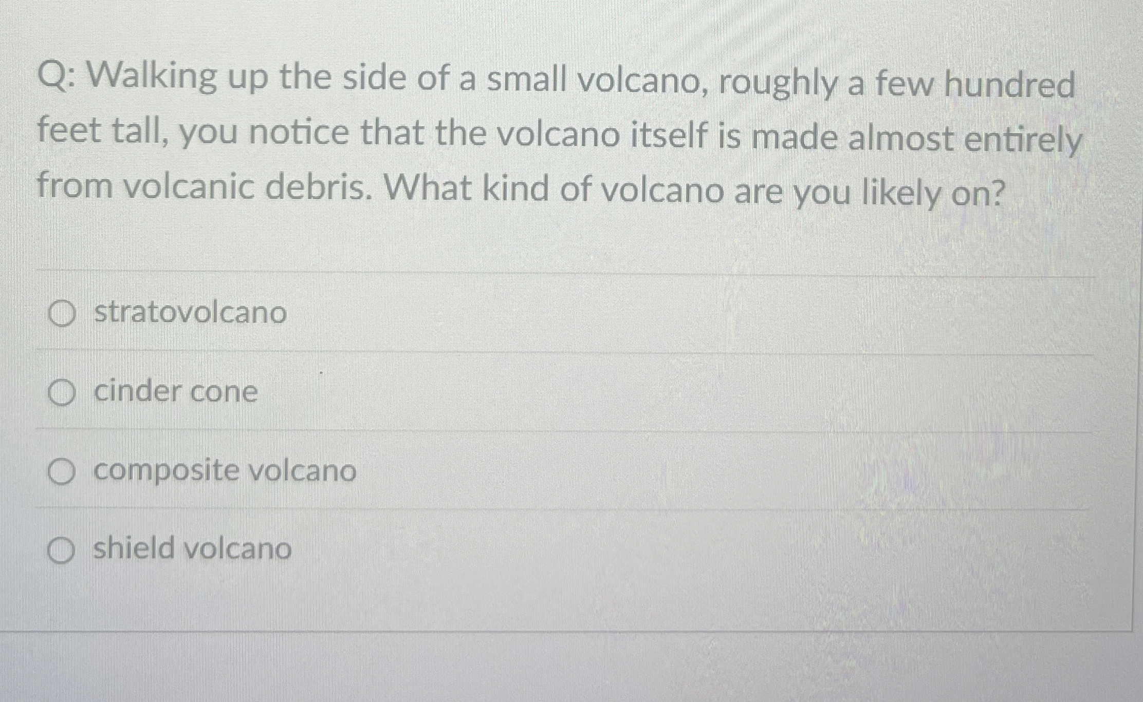 Solved Q: Walking up the side of a small volcano, roughly a | Chegg.com