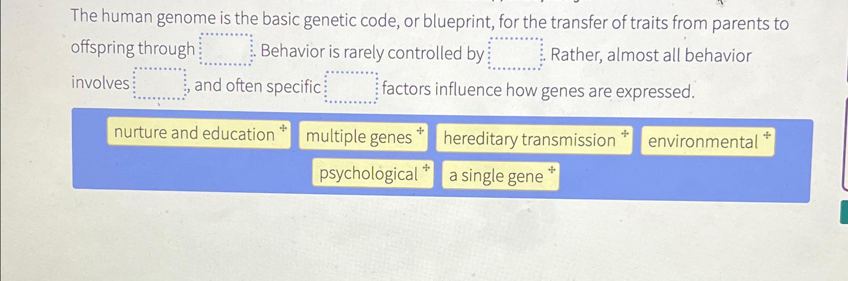 Solved The human genome is the basic genetic code, or | Chegg.com