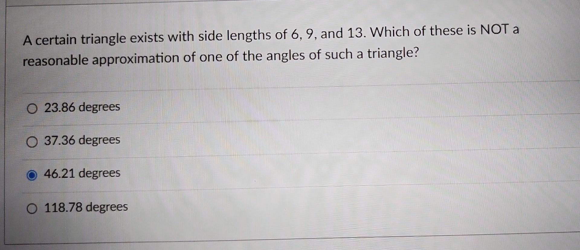 Solved A certain triangle exists with side lengths of 6,9, | Chegg.com