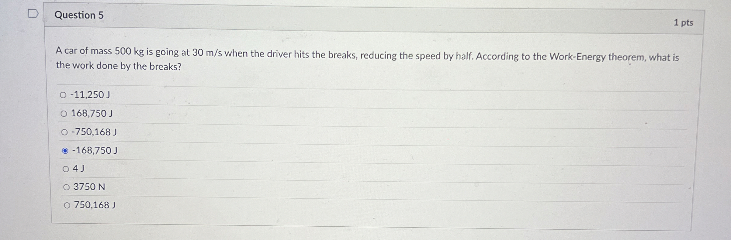 Solved Question 51 ﻿ptsA car of mass 500 ﻿kg is going at | Chegg.com