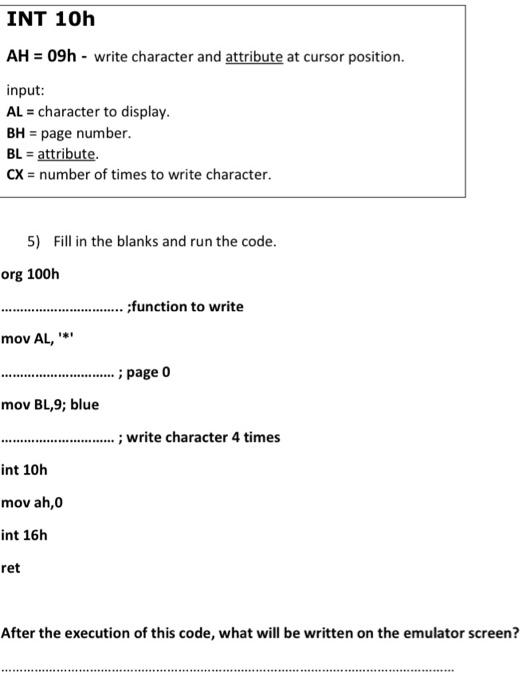 Solved INT 10h AH=0 - set video mode. input: AL= desired | Chegg.com