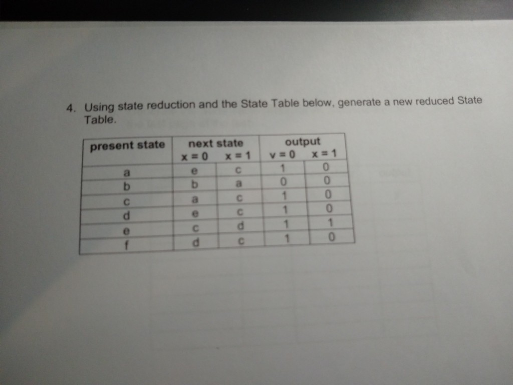 Solved 4. Using state reduction and the State Table below, | Chegg.com