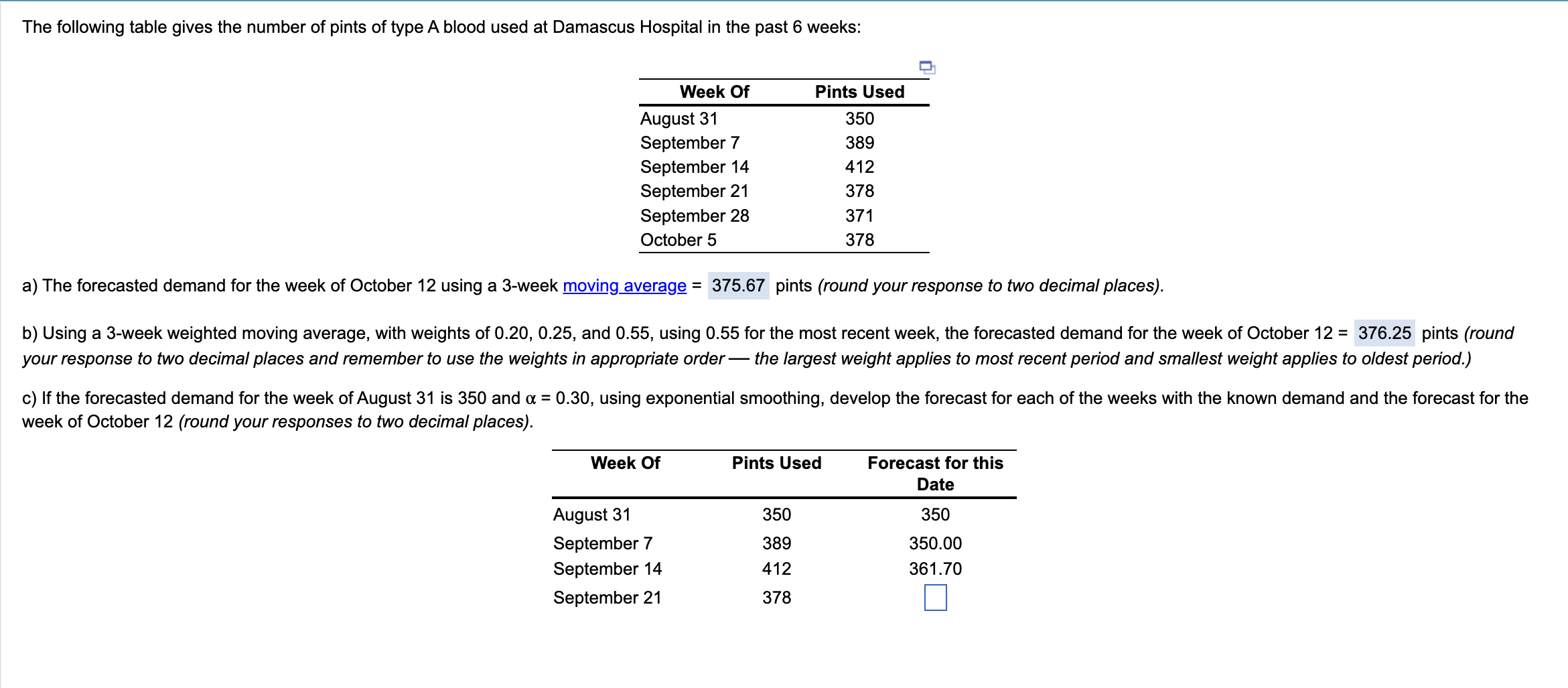 Solved The following table gives the number of pints of type | Chegg.com