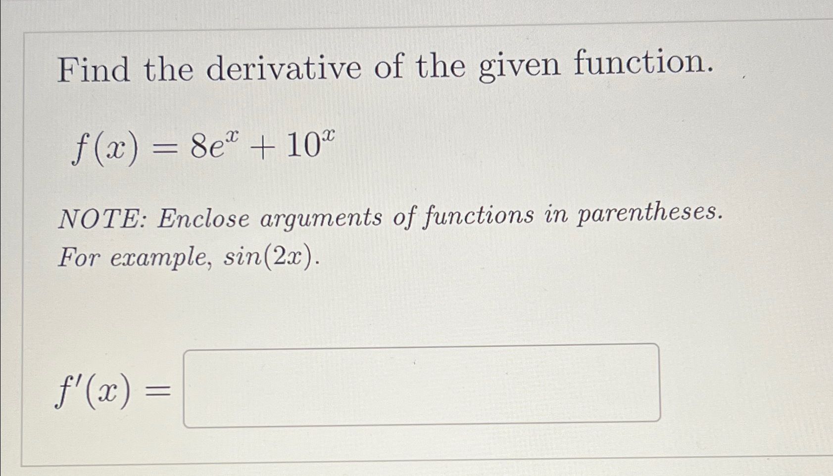 Solved Find the derivative of the given | Chegg.com