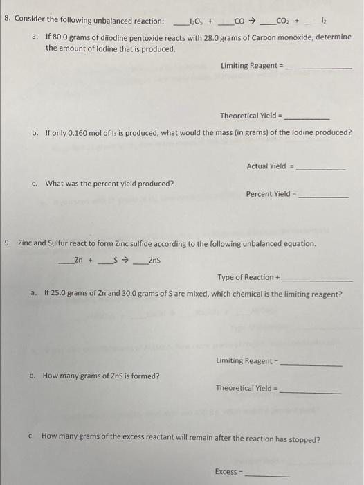 Solved 1, Review the following equation and Balance it. a. | Chegg.com