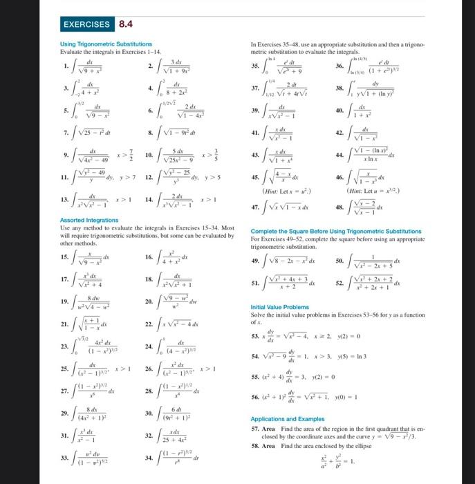 Solved Using Triponometric Substitutions Evaluate the | Chegg.com