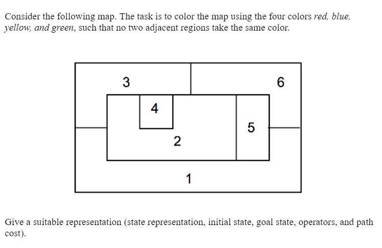 Solved Consider the following map. The task is to color the | Chegg.com