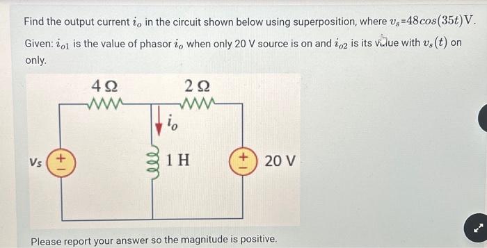 Solved Find the output current io in the circuit shown below | Chegg.com