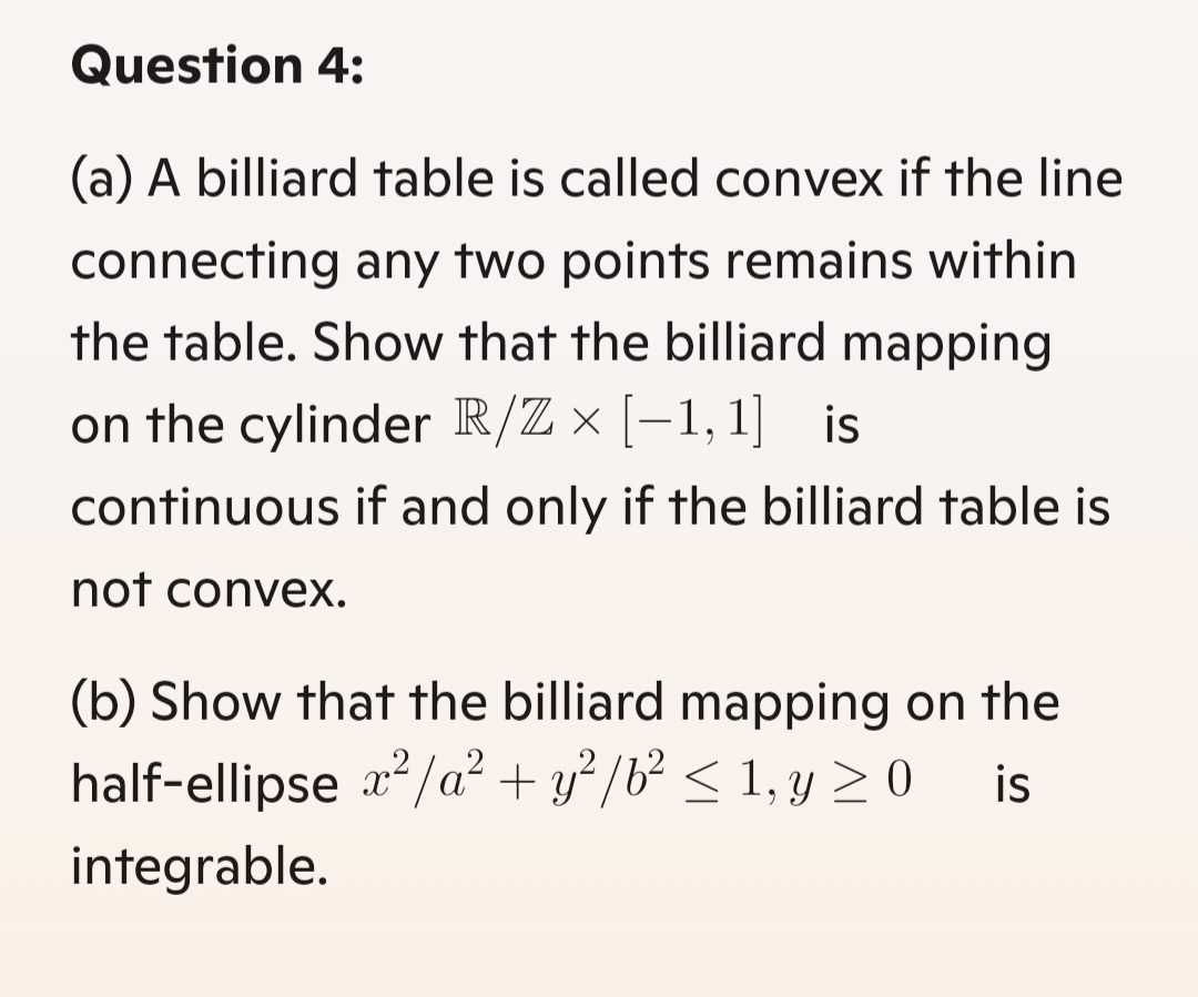 Solved Question 4:(a) ﻿A billiard table is ﻿called convex if | Chegg.com