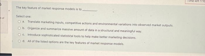 Solved The key feature of market response models is to | Chegg.com