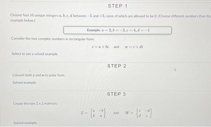 Solved Choose four (4) unique integers a,b,c,d between -5 | Chegg.com