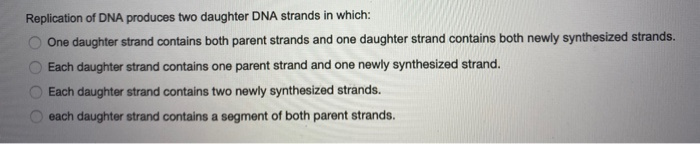 Solved Replication of DNA produces two daughter DNA strands | Chegg.com