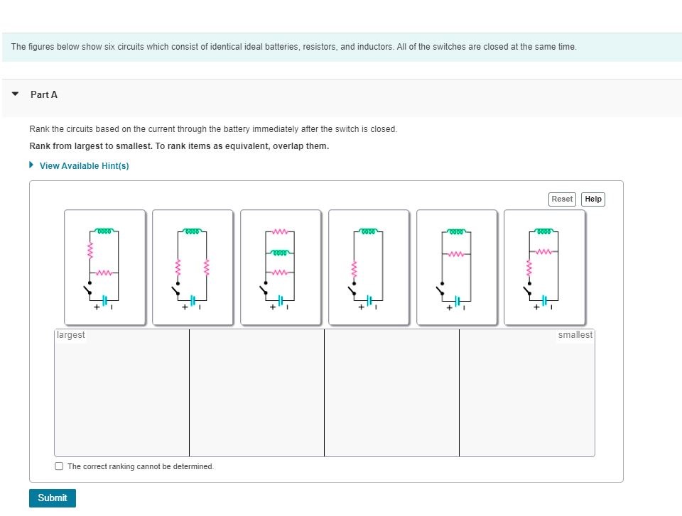 Solved Part BRank the circuits based on the current through | Chegg.com