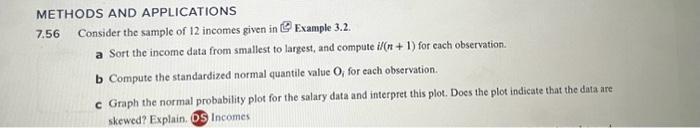 Solved METHODS AND APPLICATIONS 7.56 Consider the sample of | Chegg.com