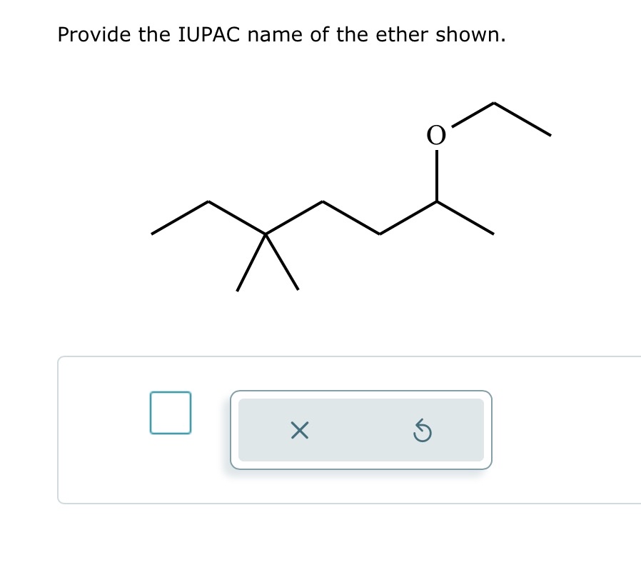 Solved Provide the IUPAC name of the ether shown. | Chegg.com