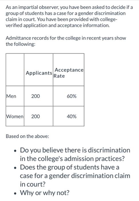Solved As an impartial observer, you have been asked to | Chegg.com