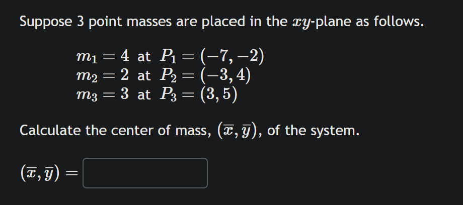 Solved Suppose 3 ﻿point masses are placed in the xy-plane as | Chegg.com