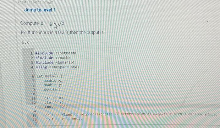 Solved Jump to level 1 Compute z=y s x Ex. If theinput is | Chegg.com