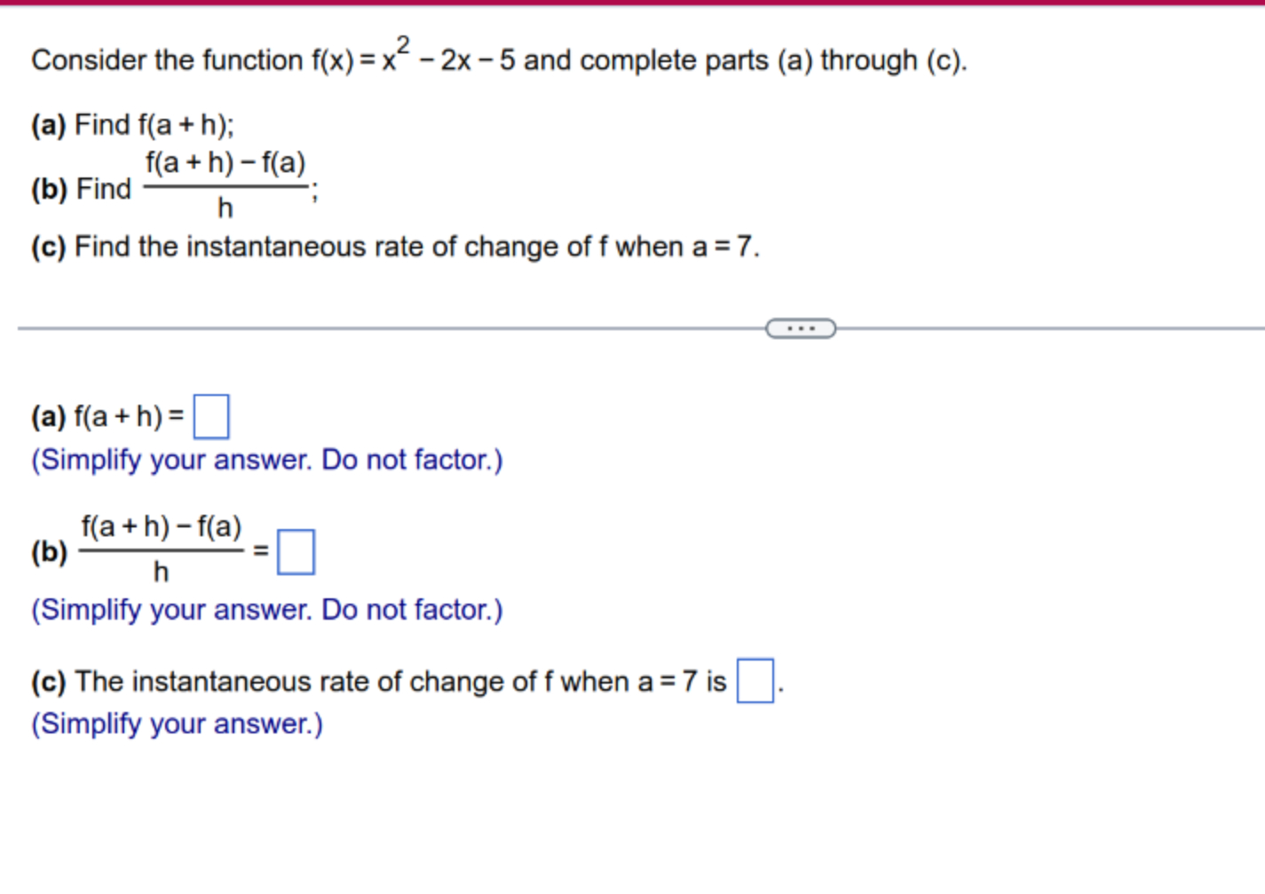 Solved Consider the function f(x)=x2-2x-5 ﻿and complete | Chegg.com