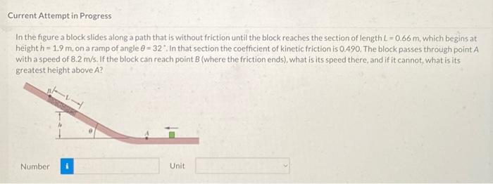 Solved In the figure a block slides along a path that is | Chegg.com