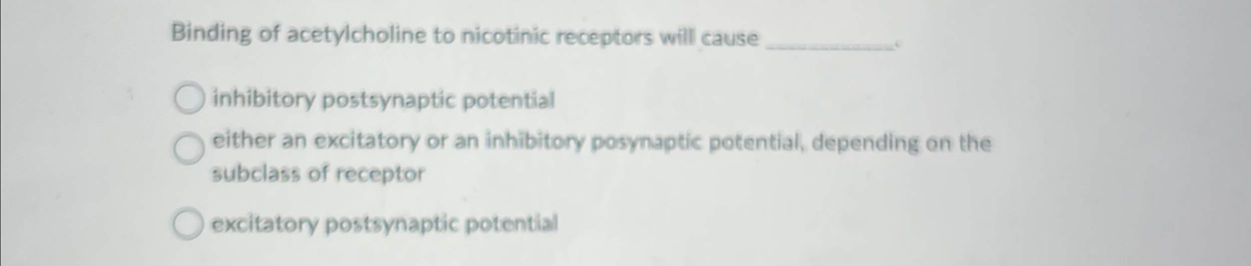 Solved Binding of acetylcholine to nicotinic receptors will | Chegg.com